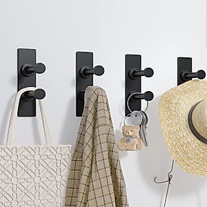 pickpiff 4-Pack Shower Hooks for Inside, Extra Sticky Stainless, Razor Holder Wall Mounted, Shower Accessories, Self-Adhesive Double Hooks for Razor, Loofah, Towel, Shaver, Coat, Key, Matt Black