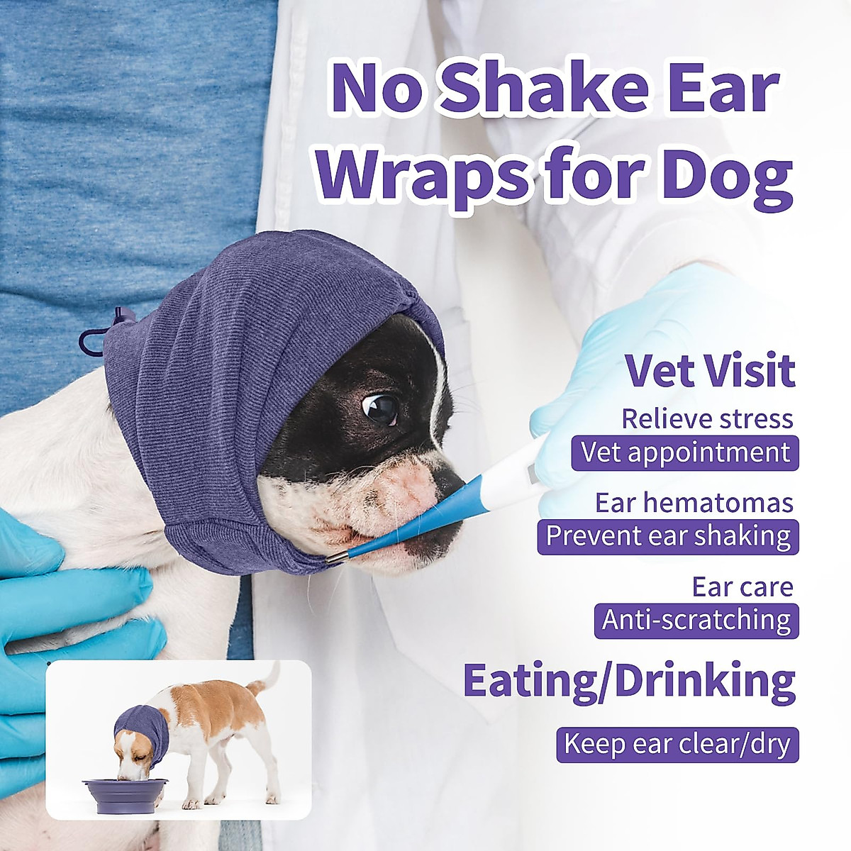 Nanaki Dog Calming Hoodie No Shake Ear Wraps for Dogs Ear Protection Ear Dog Cover Muffs Dog Head Warp Anxiety Relief Dog Hematoma Ear Wrap Head Cover The Grooming and Force Drying Dog Ear Protector