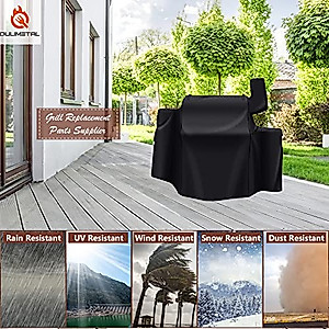 QuliMetal Grill Cover for Green Mountain Daniel Boone Prime WiFi Grills, Full Length GMG Daniel Boone Smoker Cover, 600D Fabric, Black