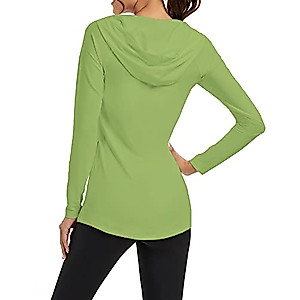Vodi Mosa Lighweight Thin Hoodies For Women Summer Fall Athletic Hooded Sweatshirts Womens Sun Shirt（Green, L）