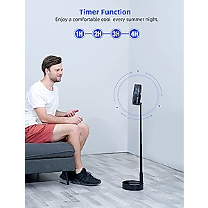 Airbition 8-Inch Rechargeable Oscillating Foldaway Fan with Remote, Timer, 4-Speed, 7200mAh Battery Operated Cordless Standing Pedestal Fan Portable for Bedroom Outdoor Camping Tent Travel