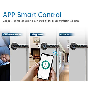 Pulido Fingerprint Door Knob, Full Function 5-in-1 Smart Door Knob, Fingerprint Door Lock for Bedroom, Office, Hotel, Pantry, Biometric Door Knob with 5 IC Cards, Waterproof