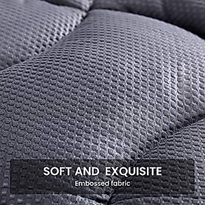 SLEEP ZONE Cooling Queen Mattress Pad, Premium Zoned Quilted Fitted Mattress Topper, Elastic Mattress Protector Cover, Machine Wash Durable, Deep Pocket 8-21 inch (Grey, Queen)