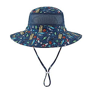 Home Prefer Kids Safari Hat Wide Brim Boys Sun Protection Hat UPF50+ Fishing Hat Toddler Bucket Hat Bus 4-8 Years