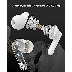 IPXOZO Wireless Earbuds, Bluetooth 5.3 Headphones in-Ear, ENC and ANC Modec, True Wireless Earphones with ENC Noise Cancelling Mic, IP7 Waterproof Sport Ear Buds, 30H Deep Bass