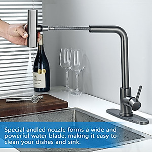 TRIPHIL Waterfall Kitchen Faucet with Pull Down Sprayer,Kitchen Faucets with Sprayer 3-Mode,360° Swivel Single Handle Kitchen Sink Faucet,grifos para fregaderos de cocina for RV,Outdoor,Gun Grey