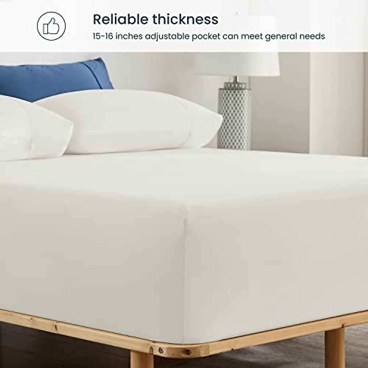 GOKOTTA Fitted Sheet Only - 16 Inch Pocket Bamboo Fitted Sheet, Super Soft and Cooling Bottom Sheet with 4 Elastic Corner Straps(Cream White, California King)