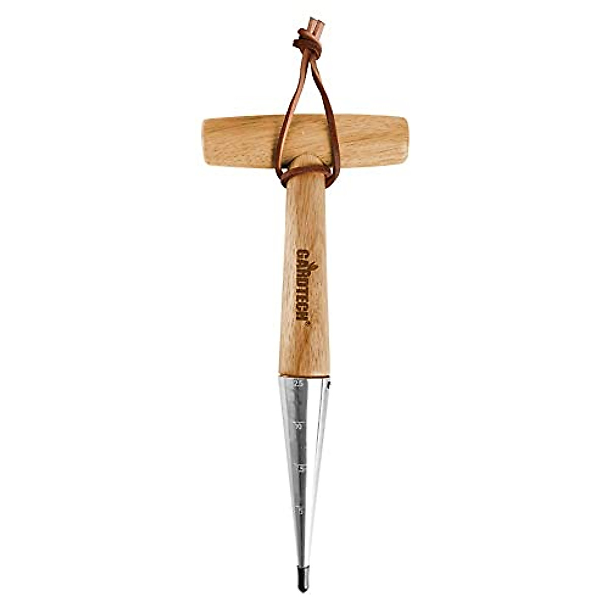 Hand Dibber with Wooden Handle, Chrome Coated Stainless Steel Head - Lightweight Sturdy Handy Seeding Garden Tool Kit for Sow Seeds (Dibber New)