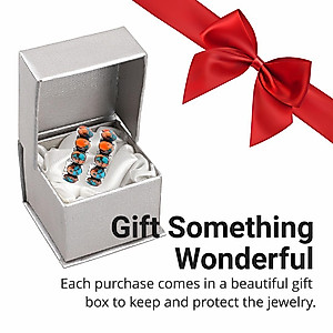 Shop LC Turquoise Half Hoop Earrings - Western Huggie Earrrings in 925 Sterling Silver for Women - Handmade Orange Spiny Oyster Southwestern Huggies Hoops Jewelry Birthday Gifts for Women