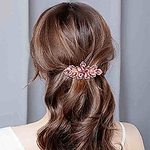 Hair Barrettes for Women,WHAVEL 4Pcs Flower Crystal Rhinestones Hair Barrettes Hair Clips Luxury Jewelry Spring French Hair Clips for Women Girls Hair Styling Accessories （Style 1）