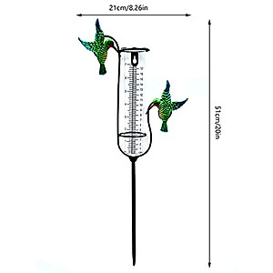 SOBLUING Hummingbird Rain Gauge, Glass Rain Gauge Outdoor, Large Capacity Rain Gauge Easy to Read, Hummingbird Garden Art Decorative Outdoor, Yard, Courtyard, Lawn