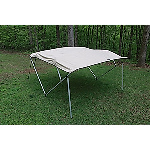 TAN/Beige Square Tube Frame VORTEX 4 Bow Pontoon/Deck Boat Bimini TOP 12' Long, 91-96