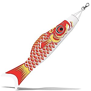 Anley 26 Inch Japan Koi Fish Flag Carp Windsock Streamer - Japanese Koinobori Traditional Hanging Flag & Banner for Children's Day - Outdoor Decorations Garden Backyard Décor Breeze Flying Fish
