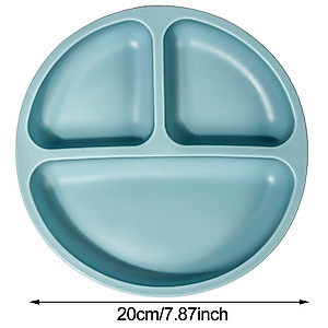 6pcs Baby Weaning Supplies, Silicone Baby Feeding Set, Suction Cup Divider with Suction Cup Adjustable Bib Soft Spoon Fork, Baby Self-Feeder Toddler Dinnerware Cutlery 6pack (Blue)