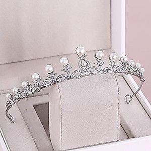 YADIRF Women Luxury Wedding Bridal Pearl Crown Diana Hair Band Headdress Tiara For Wedding Quinceanera Pageant Prom Party Birthday