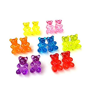 Gummy Bears Earring Set Cute Colorful Candy Color Twinkling Bear Animal Drop Dangle Earring Stud for Women Jewelry-C