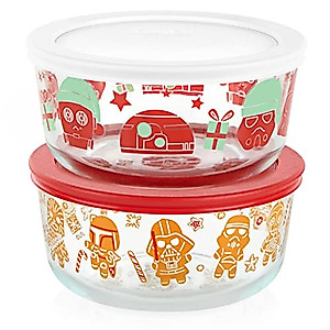 Pyrex Star Wars 8-piece Round Decorated Glass Storage Holiday Set