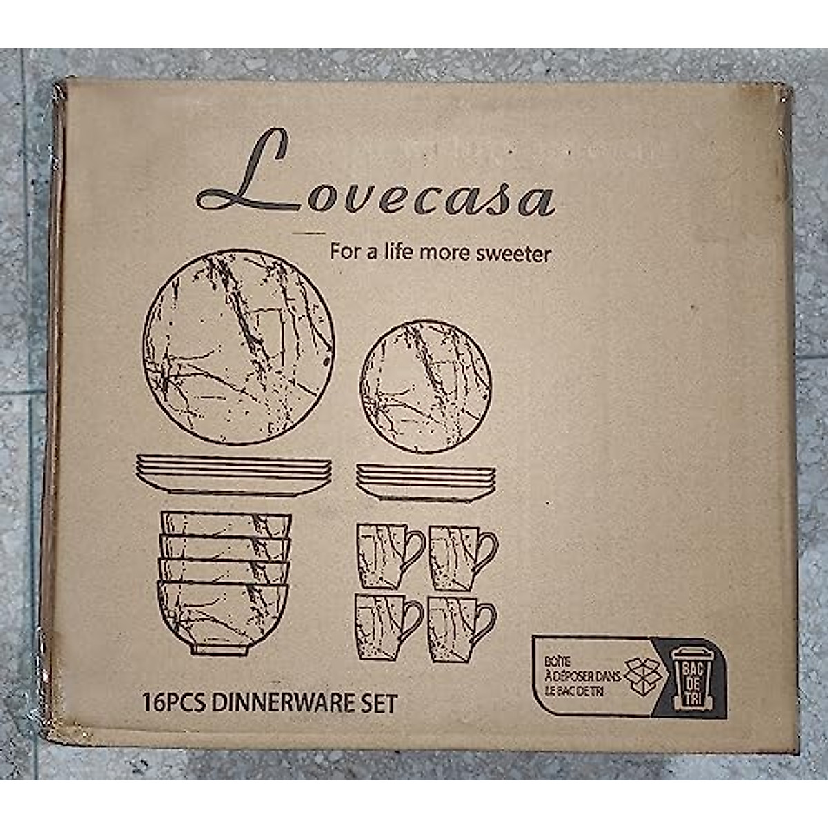 LOVECASA Black Dish Set for 8, 32 Piece Porcelain Dinnerware Sets Plates and Bowls Sets, Gold Splash Glaze Round Dinner Plates, Stylish and Modern Dinner Set with Mugs, Dishwasher & Microwave Safe