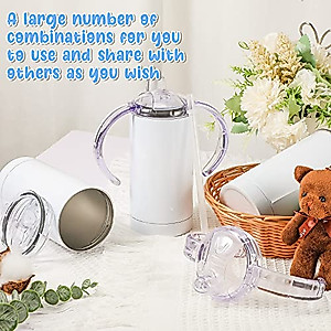 Geetery 20 Pack Sublimation Blanks Sippy Cups Bulk 12 oz White Sublimation Straight Sippy Tumblers with Handle and Lid kids Insulated Stainless Steel Water Bottle Straw Cups for Kids
