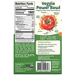 Sprout Organic Baby Food, Toddler Meals, Mediterranean Veggie Power Bowl with Beans & Quinoa, 5 Oz Bowl (8 Count)