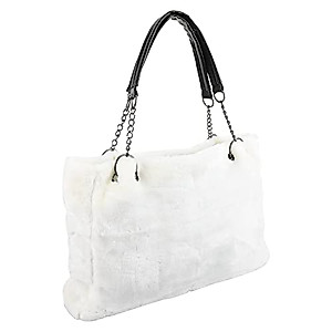 Plush Single Shoulder Bag Large Capacity Fuzzy Handbag Tote for Women Lady Cute Portable Daily Bag