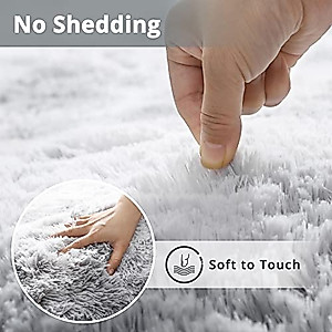 ROCYJULIN Area Rugs 5x7 for Bedroom, Thickened Fluffy 5x7 Area Rugs for Living Room, Ultra Soft Non-Slip Large Shag Fuzzy Rug for Nursery, Kids, Girls, Boys, Silver Grey