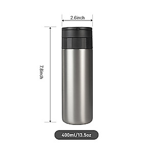 QINGHOU 12.8 Ounce Stainless steel cold cup,Insulated tumbler with lid,Cup holder compatible for travel,sports water bottle jug,Vacuum insulated tumbler thermos Cup (Black)