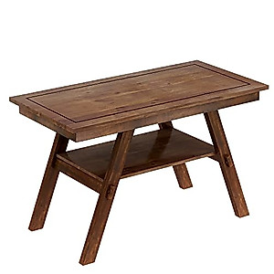 KLMM Modern Rustic 6 Piece Solid Wood Table Top Height Dining Set with Storage Shelf, Kitchen Table Set with Bench and 4 Chairs (Walnut#L-)