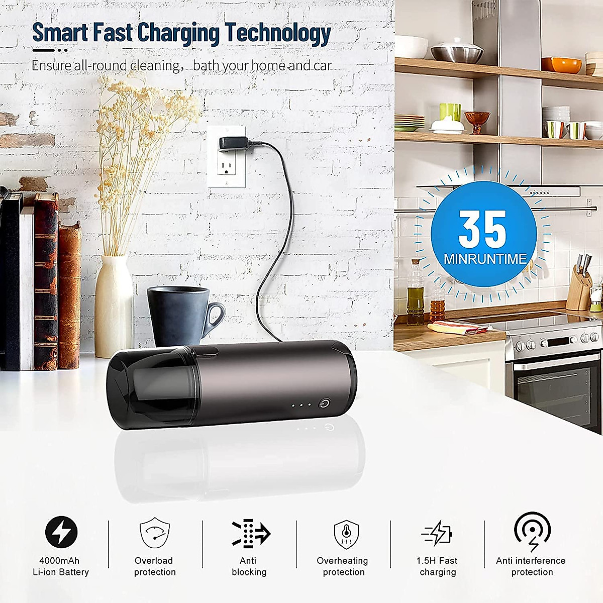 ACHIETOP Mini Handheld Vacuum Cordless, Portable Car Vacuum Cleaner Cordless Rechargeable with High Power, Wet & Dry Use for Home and Car