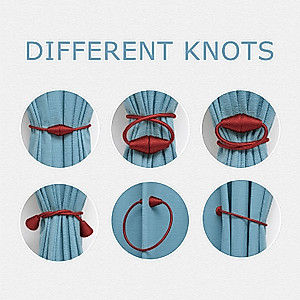 NICEEC 2 Pack Upgrade Magnetic Curtain Tiebacks 16 Inch Handmade Weave Rope Curtain Holdbacks Convenient Decorative Cone Curtain Drape Tie Backs for Home & Office Window Drapery (Red)