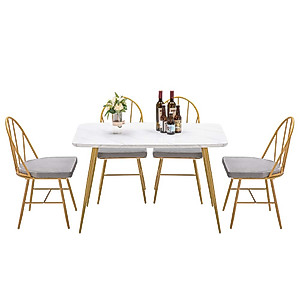GAJUST Elegant White Marble Dining Table - Timeless Beauty