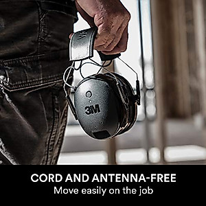 3M WorkTunes Connect + Gel Ear Cushions Hearing Protector with Bluetooth Wireless Technology, NRR 23 dB, Hearing protection for Mowing, Snowblowing, Construction, and Work Shops,Black