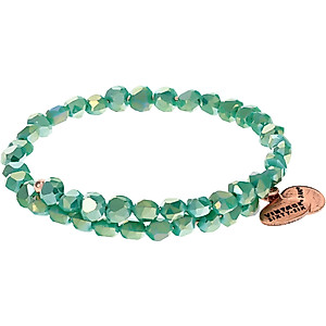 Alex and Ani Beaded Wrap Bracelet for Women, Happiness Turquoise Beads, Flexible Wire, Antique Rose Gold Finish, Fits Most Wrists, One Size (A21BEAD49RAR)