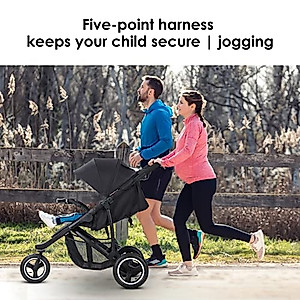 Scozer Stroller with Dining Plate and Cup Holder Big Storage Basket,Adjustable Awning, Variable Seat and Recliner Lightweight Baby Jogger Travel System,Black