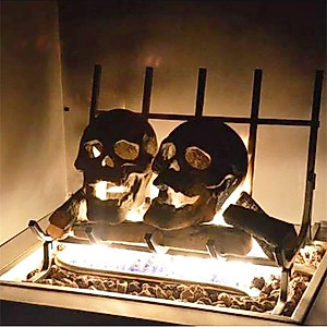 2022 New Terrifying Human Skull Fire Pit, Fireproof Imitated Human Skull Ceramic, Durable Reusable Fire Pit Skulls, Halloween Skull Shaped Fire Stones for Fire Pit Bonfire Campfire Fireplaces
