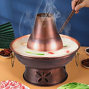 Chafing Dishes Beijing Hotpot, Electric Carbon Dual-use Copper Hotpot, Thickened Copper Mongolian Multi Person Hotpot, Charcoal Copper Hotpot, Suitable For Family Dinner And Outdoor Picnic ( Color : B