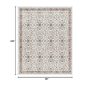 befbee 8x10 Area Rugs for Living Room- Ultra-Thin Stain Resistant Washable Rug, Non-Slip Backing Rugs, Large Room Decor Area Rug (Peach/Grey,8'x10')
