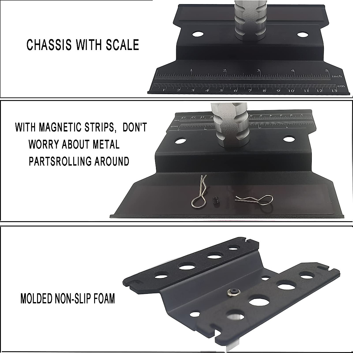 RC Stand Repair Workstation 360 Degree Rotation Lift Lower and 523pcs RC Screws Kit & Screwdrivers Set for 1/8 1/10 1/12 1/16 1/18 Scale Traxxas Arrma Redcat HSP Axial RC Cars Trucks Buggy (Black)