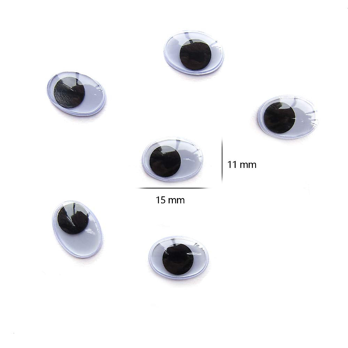 Riverbyland 100 PCS Self Adhesive Oval Wiggle Eyes Toy for Crafts Decorations 11x15mm
