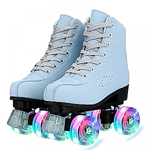Roller Skates for Women Girls, Skyblue Premium Frosted Material Roller Skates, Classic Double-Row High-top Roller Skates for Beginner, Indoor Outdoor Roller Skates (Women US: 9)