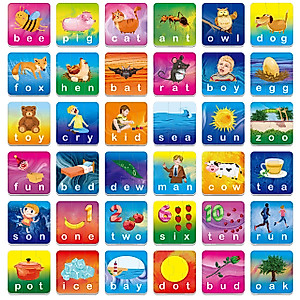 72 Word Spelling Puzzles with Error-Correction Mechanism in 3 Pieces, Perfect for Preschool Learning (36 Block Double Sided)