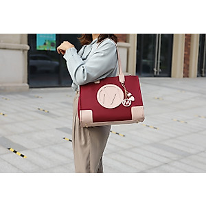 MKF Set Satchel Shoulder Bag for Women & Wristlet Wallet Purse – PU Leather Top Handle Tote Handbag Crossbody Strap