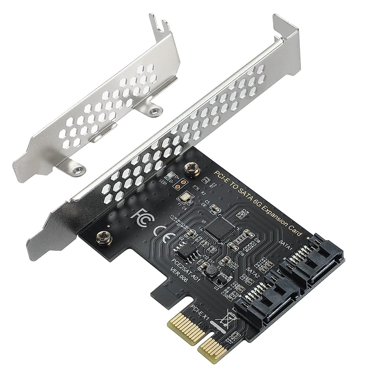 BEYIMEI PCIe SATA Card 2 Ports, PCI-E to SATA Expansion Card,6Gbps PCI-E (2X 4X 8X 16X) SATA 3.0 Controller Card for Windows10/8/7/XP/Vista/Linux,Support SSD and HDD