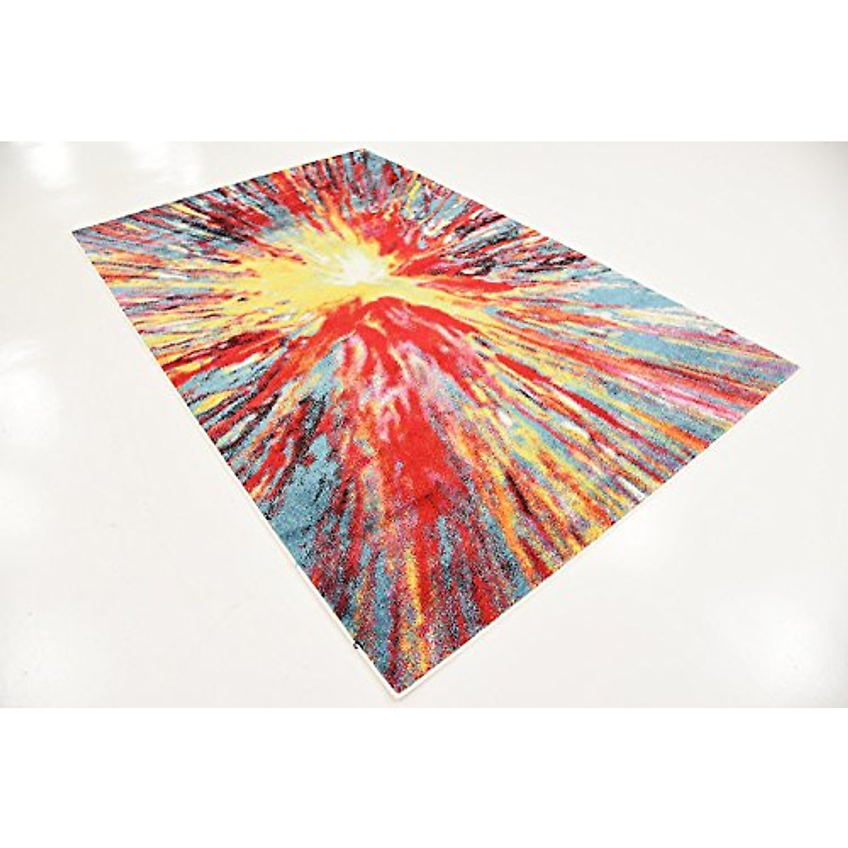 Unique Loom Lyon Collection Modern Abstract Tie-Dye Fireworks Area Rug, 5 x 8 Feet, Multi/Blue