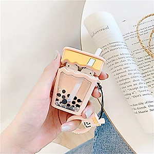 Hairland for Airpod 2/1 Silicone Case, Soft Protective Cartoon Fashion Cute Design Air Pods Cover Skin Kids Girls Funny Headphone Accessories Charging Cases for AirPods (Quicksand Strawberry+Milk Tea)