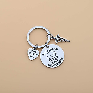 FOTAP Ob-GYN Gifts Best OB-GYN Ever Keychain Personalized OBGYN Gift Doctor Gift Thank You Gift for OBGYN (Baby Catcher Keychain)