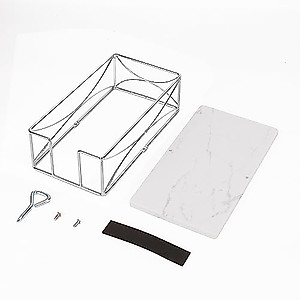 Livabber Guest Napkin Holder with Marble Base, Metal Bathroom Paper Hand Towel Storage Modern Napkin Tray Caddy for Countertop, Table Kitchen, Dinning Room (Chrome)