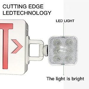OSTEK Red LED Exit Sign with Emergency Light, Two LED Adjustable Head Emergency Exit Lights with 90 Minutes Battery Backup, Dual LED Lamp ABS Fire Resistance UL-Listed