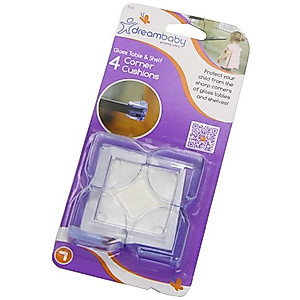 Dreambaby GLASS TABLE & SHELFCORNER, White, 4 Pack
