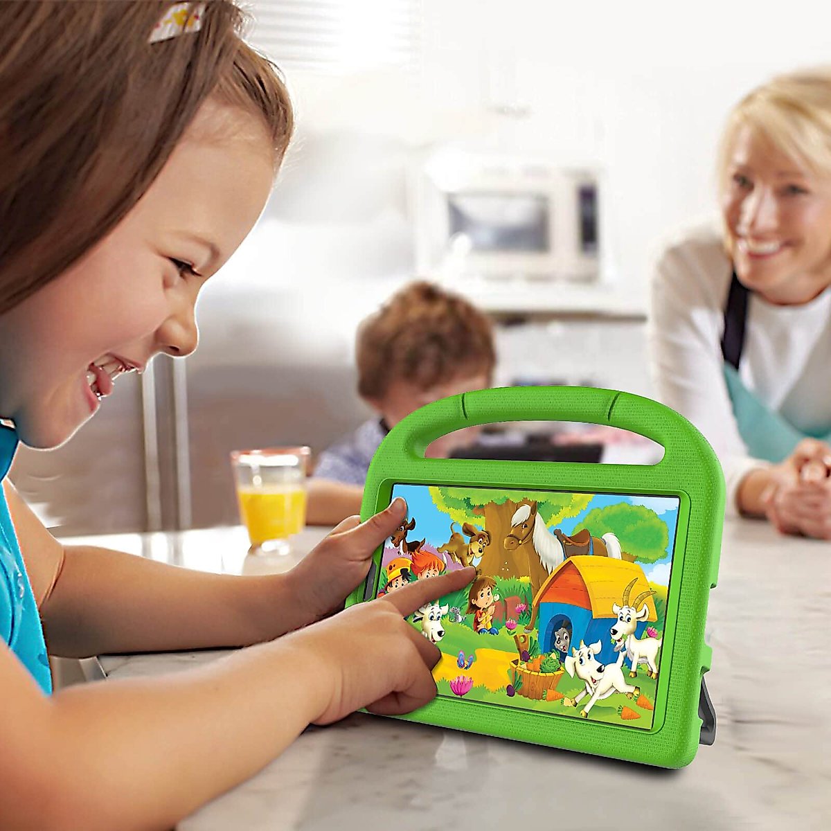 MOXOTEK Samsung Galaxy Tab A7 Lite 8.7" Tablet Case for Kids, Galaxy Tab A7 Lite Case with Screen Protector, Handle Stand Protective Case for Samsung Tab A7 8.7 inch 2021(SM-T220/T225/T227), Green